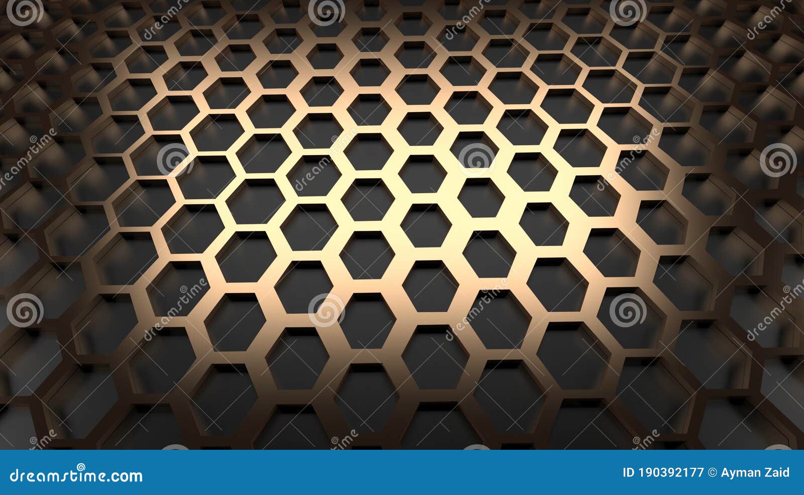 Gold Hexagonal Background - Golden Dark Metallic - 3d Illustration ...