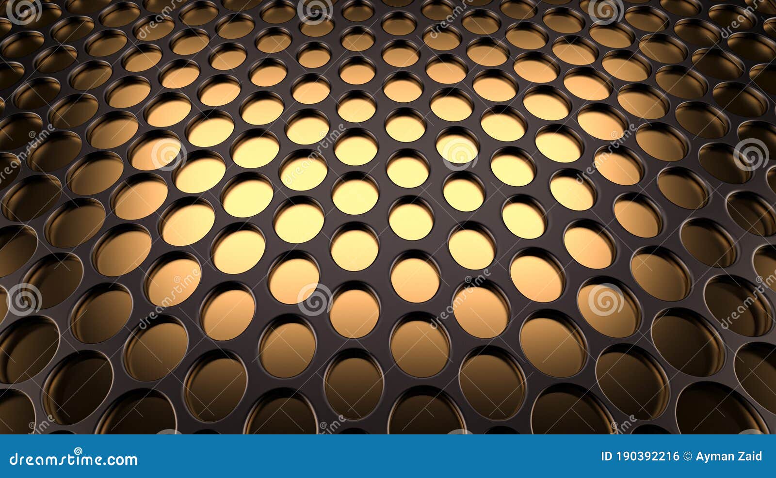 Metallic Circle Mesh - Gold Hexagonal Abstract Background - Golden - 3d ...