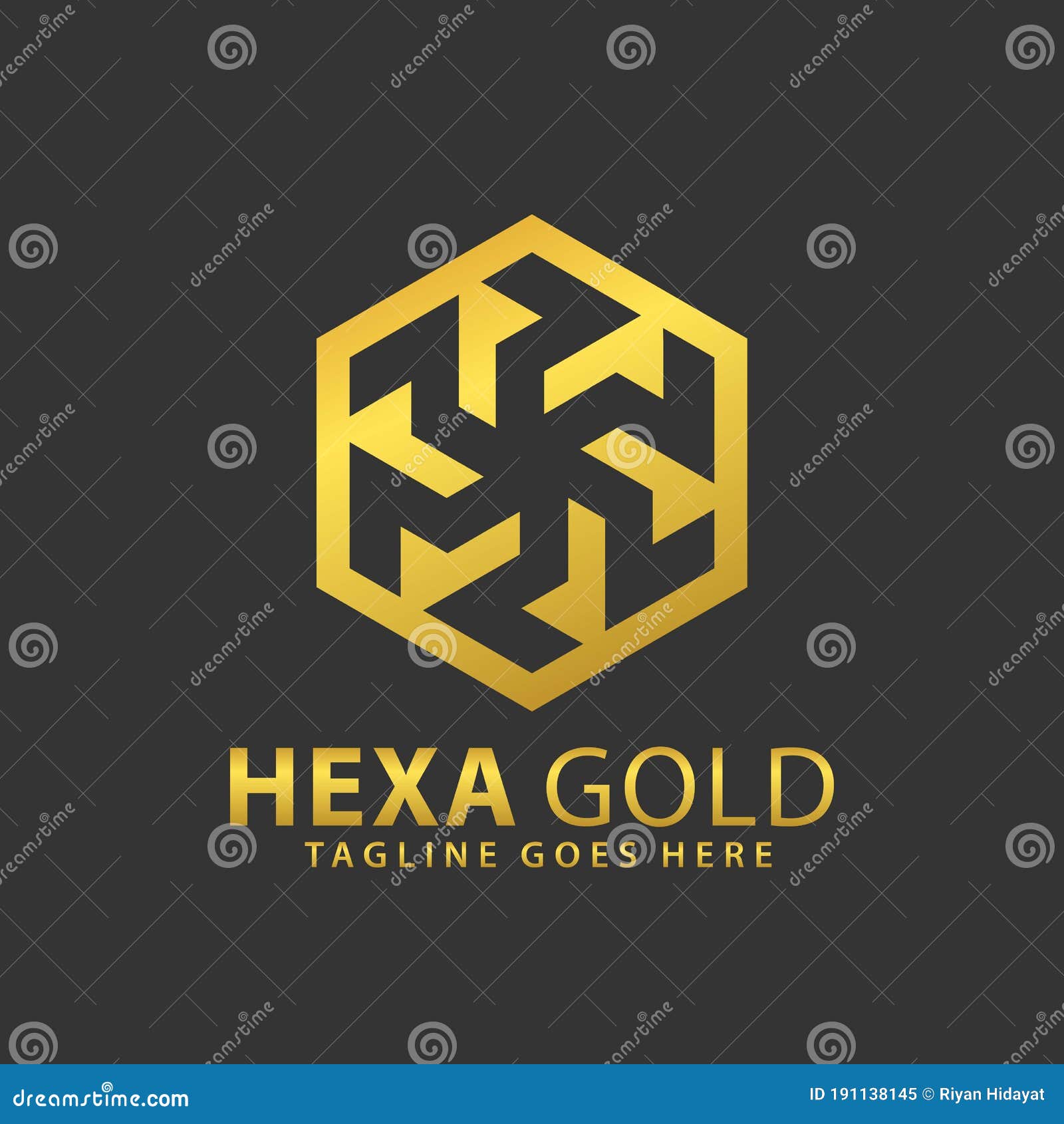 Gold Hexagonal Luxury Logos Design Vector Illustration Template Stock ...