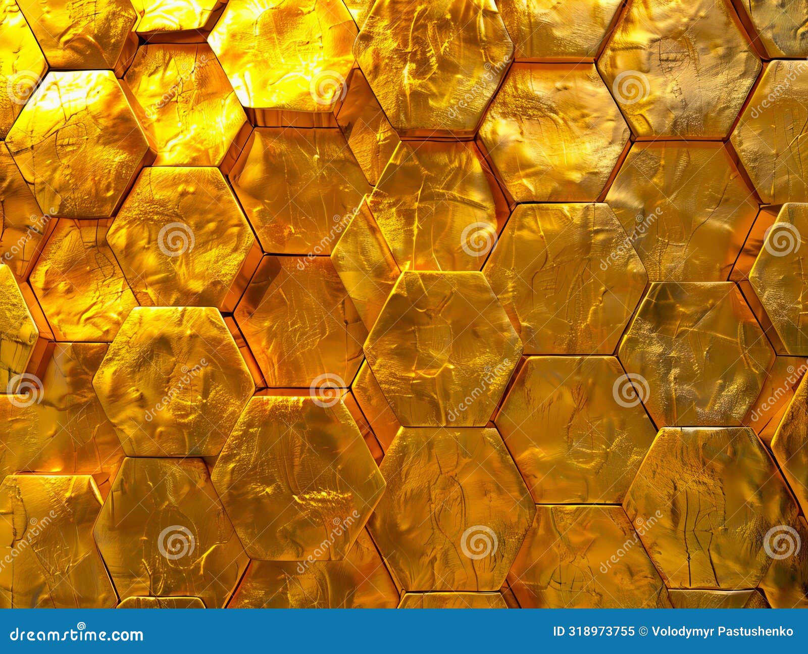 Gold Hexagonal Wall Texture. a Gold Wall with Hexagonal Tiles Stock ...