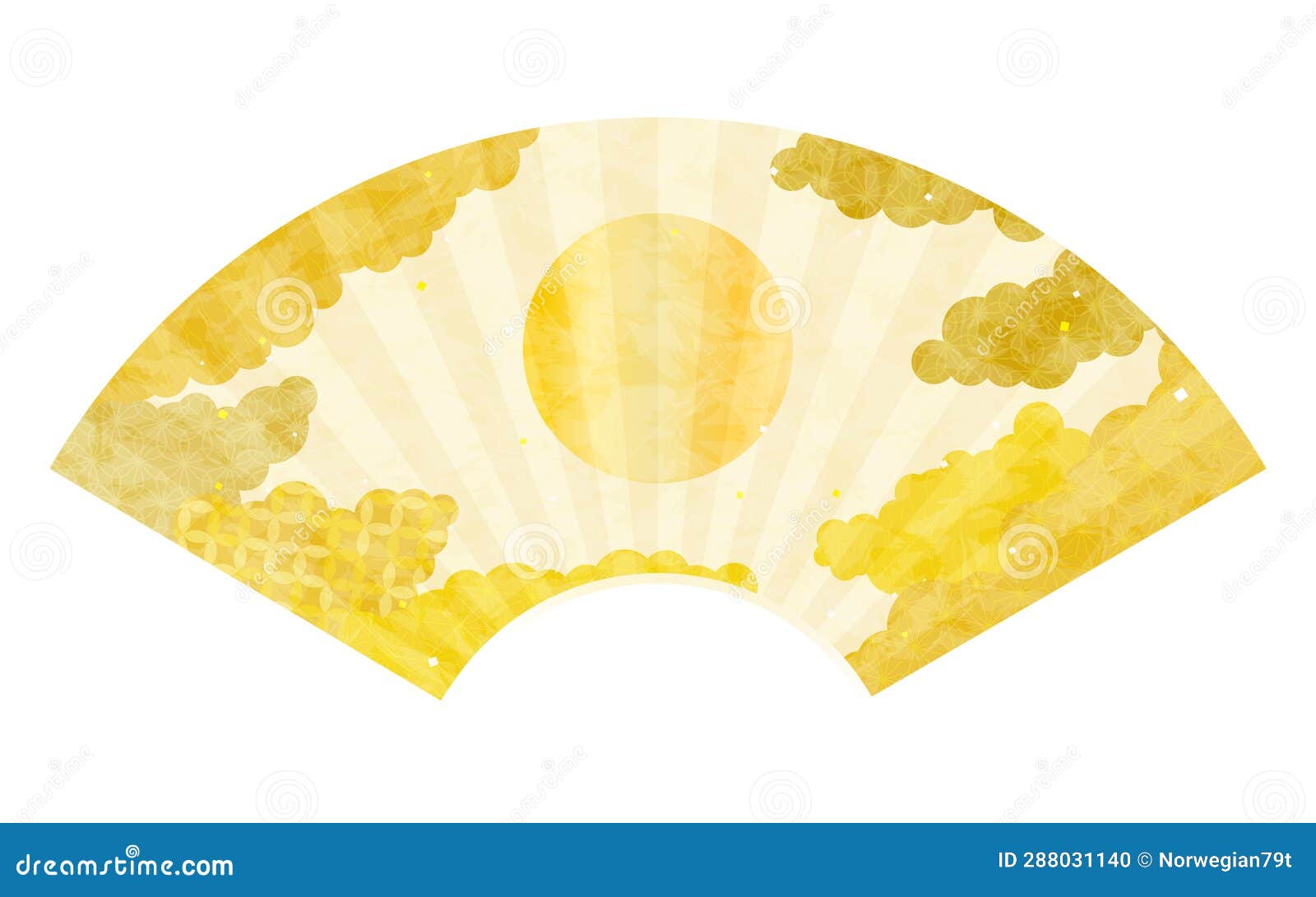 Gold Hinomaru Fan Frame, Japanese Pattern Sea of Clouds Backgrounds Web ...