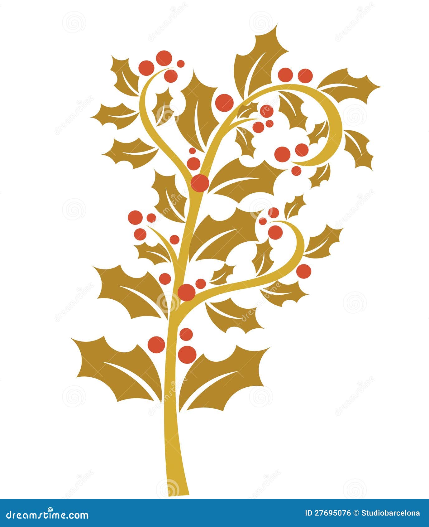 Gold holly berry stock vector. Illustration of clipart - 27695076