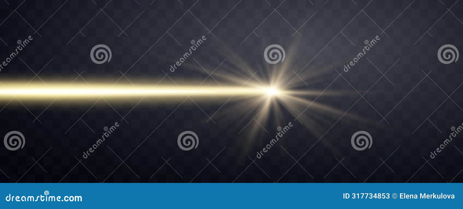 Gold Horizontal Lensflare. Light Flash With Rays Or Gold Spotlight And ...
