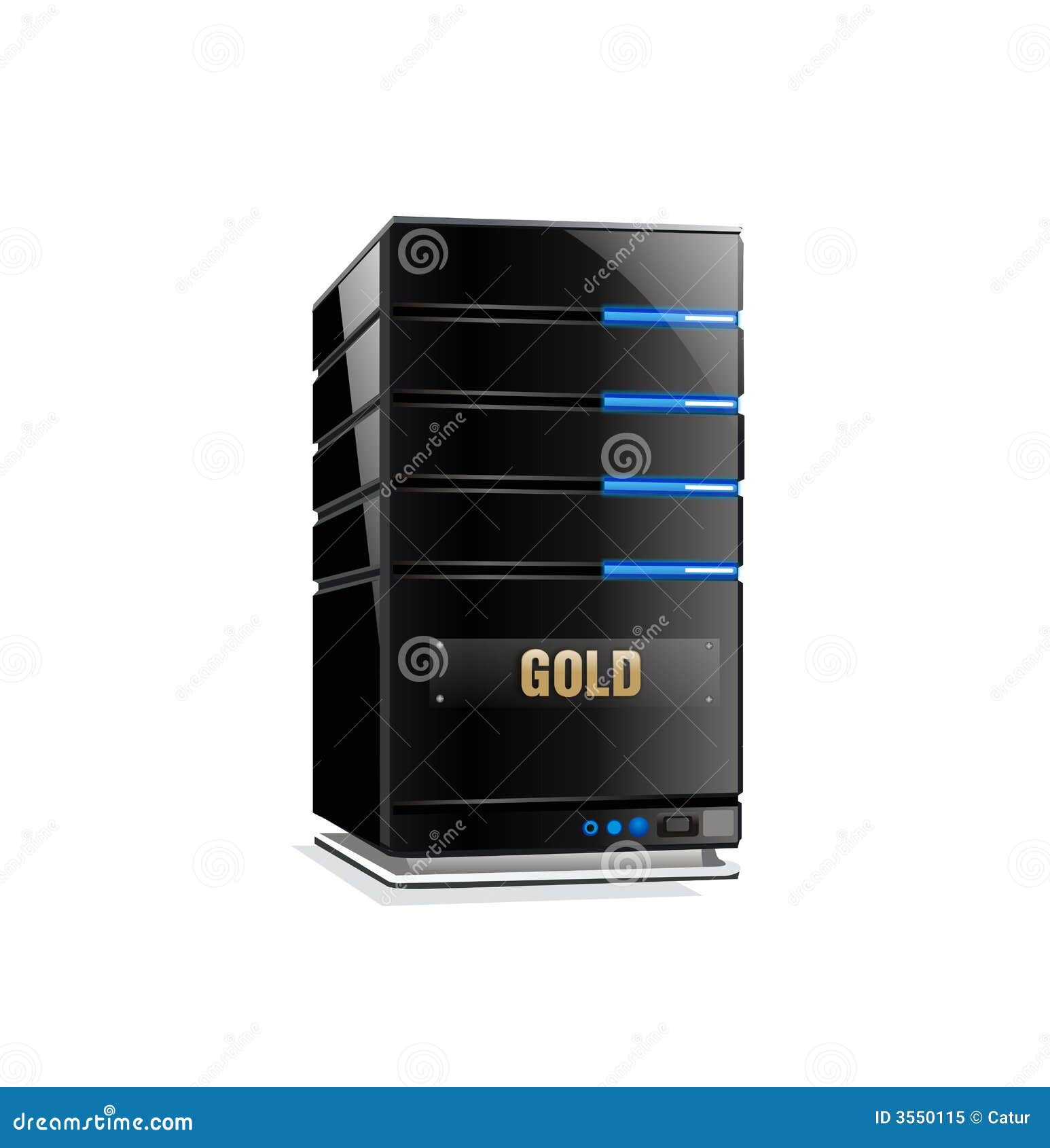 Gold Hosting Server Tower Vector Illustration | CartoonDealer.com #3560212