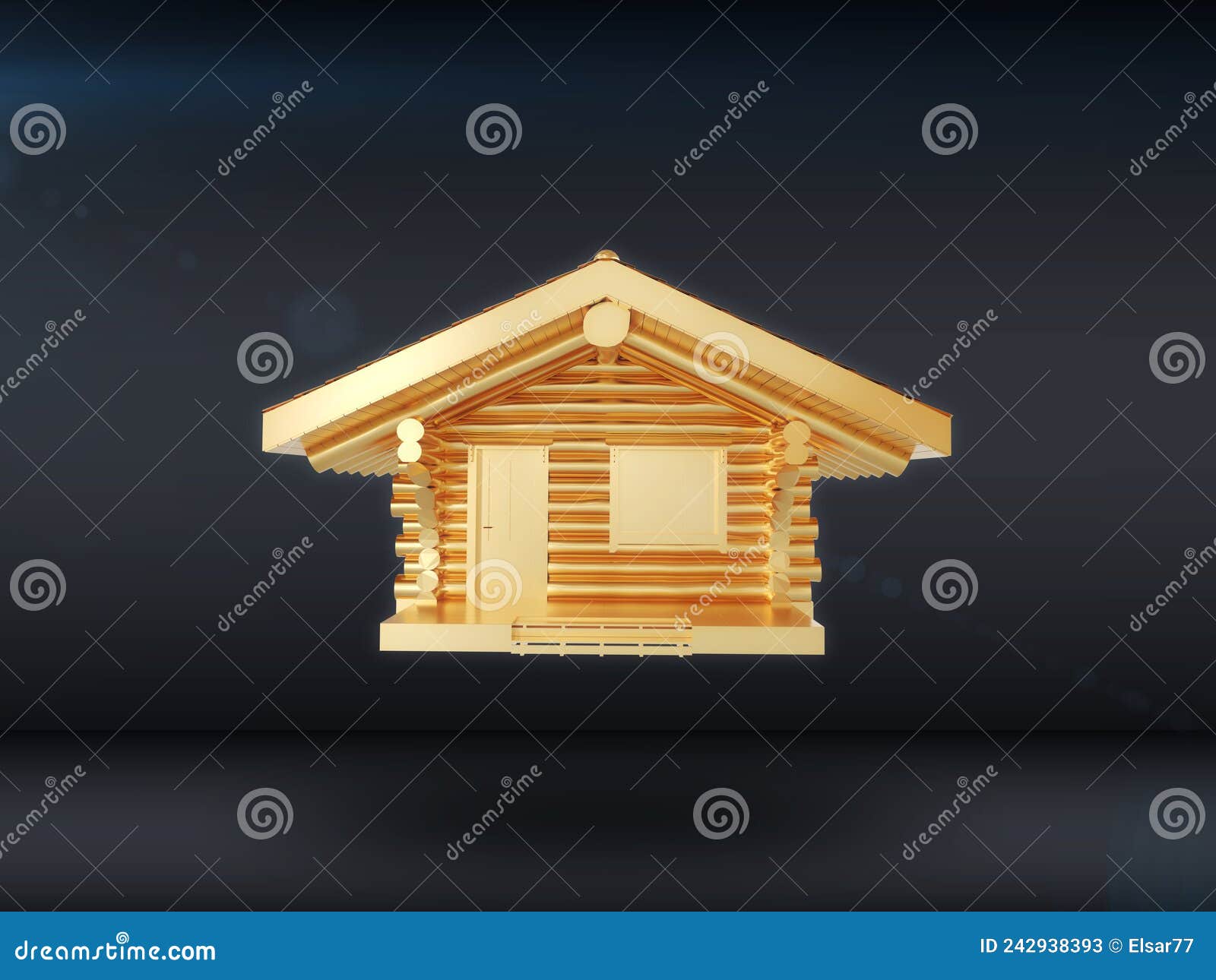 Gold House Isolated a Dark Background. 3d Render Stock Illustration ...