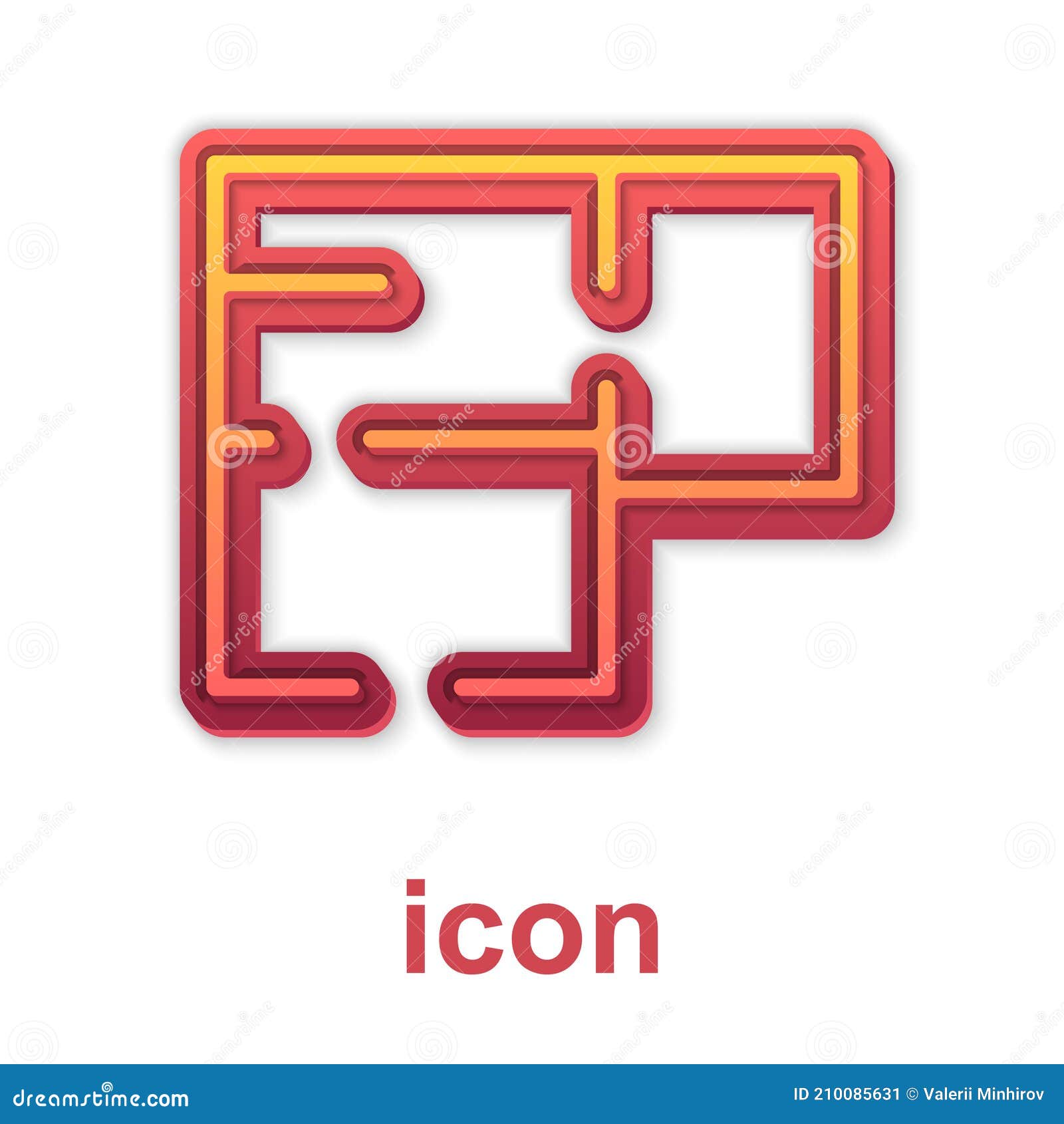 Gold House Plan Icon Isolated on White Background. Vector Stock Vector ...