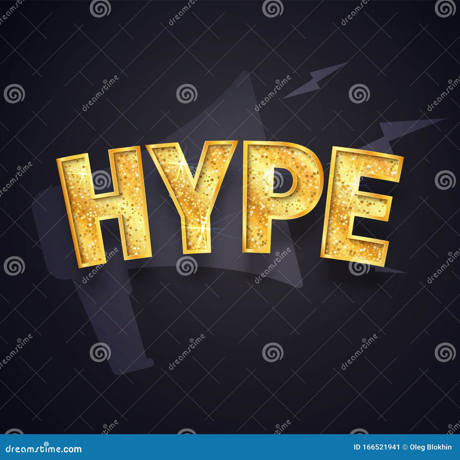 Gold HYPE Text Isolated Vector Icon on Dark Background Stock ...