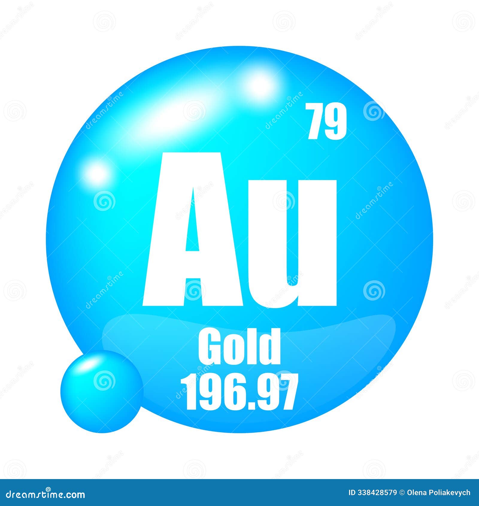 Gold Icon. Au Chemical Element. Atomic Number 79. Mass 196.97. Vector ...