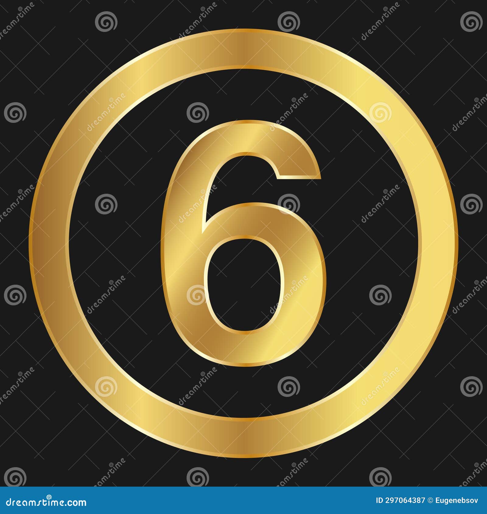 Gold Icon with Number Six Concept of Internet Icon Stock Illustration ...