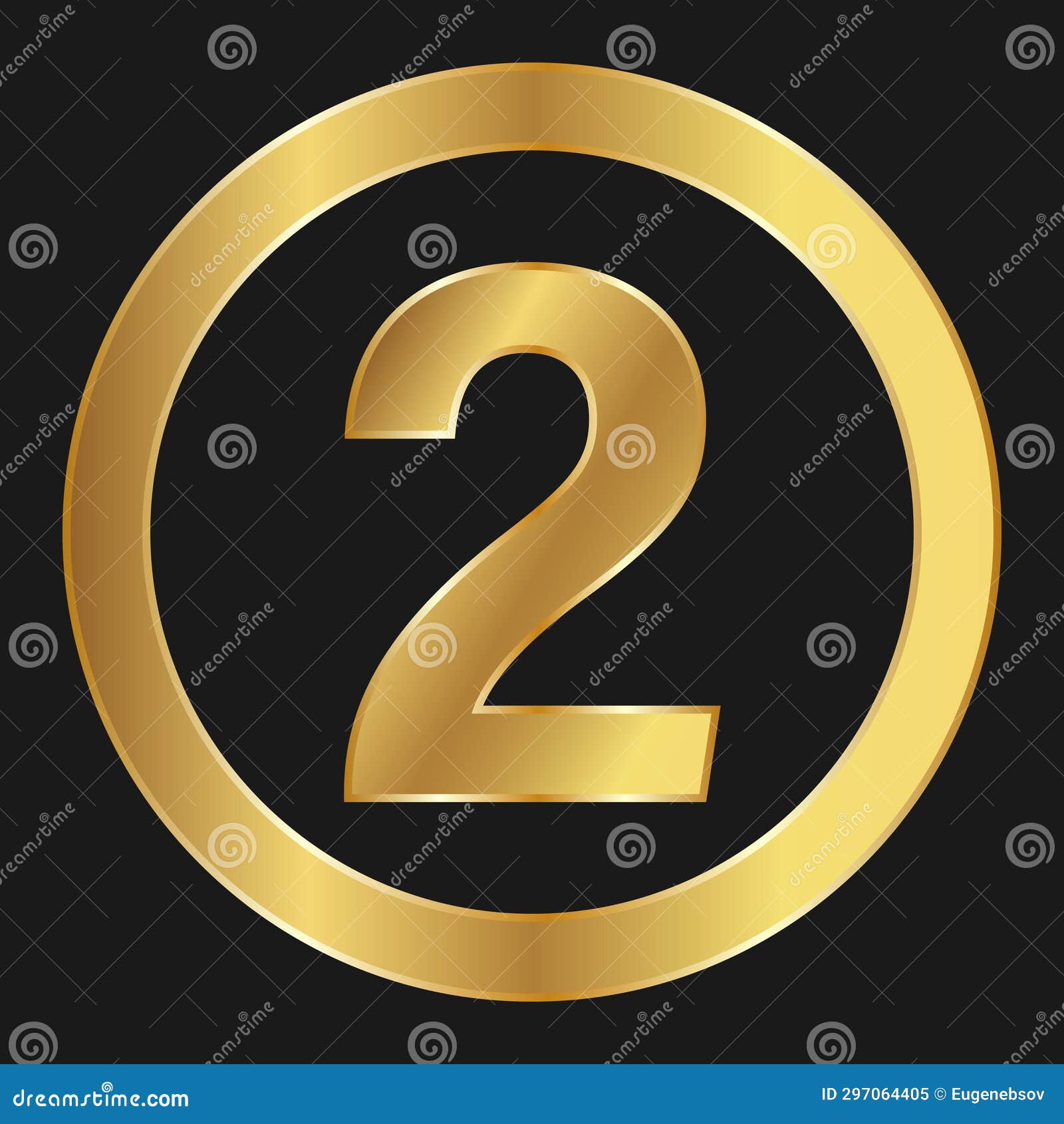 Gold Icon with Number Two Concept of Internet Icon Stock Vector ...