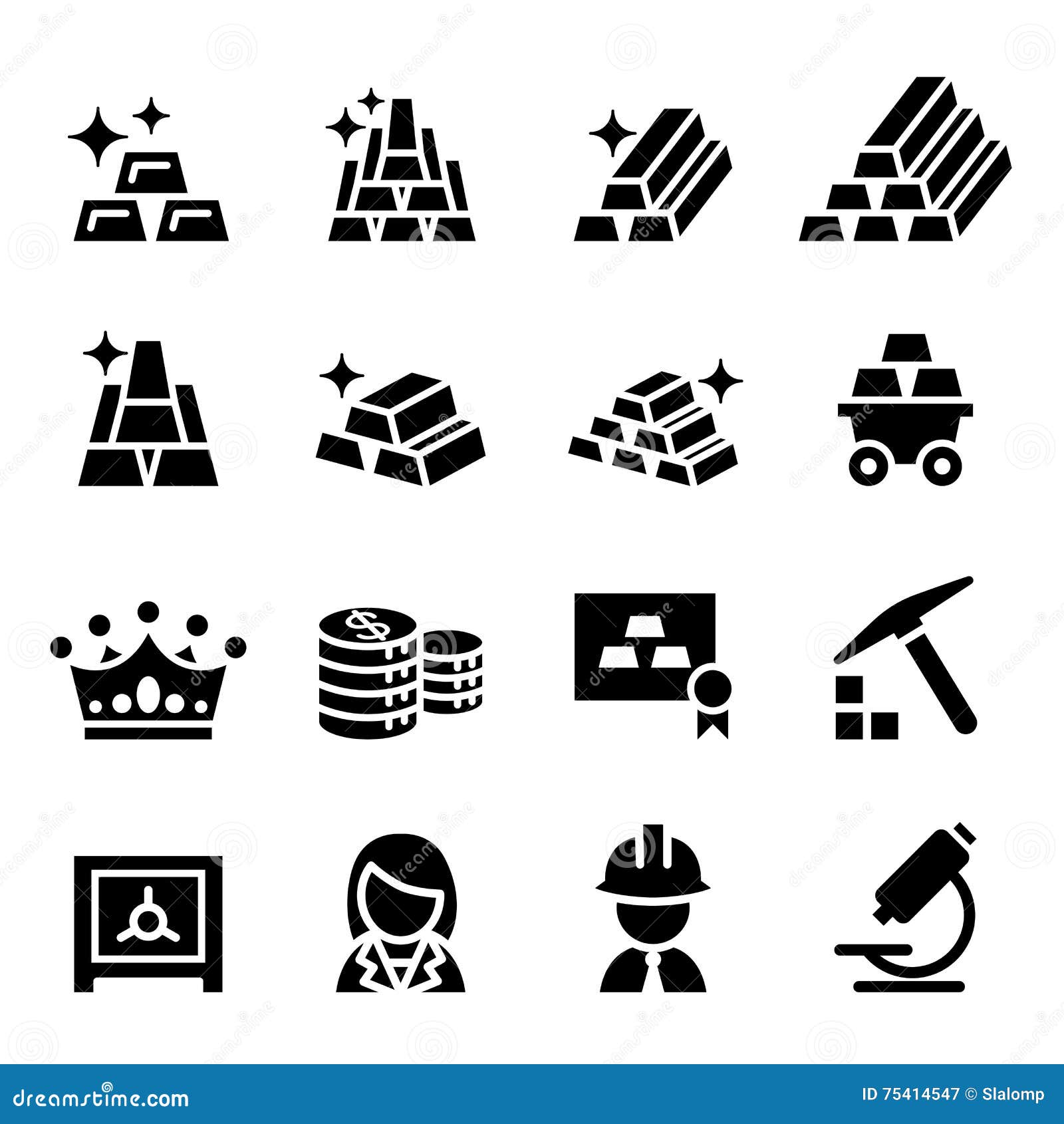 Gold icon set stock illustration. Illustration of industry - 75414547