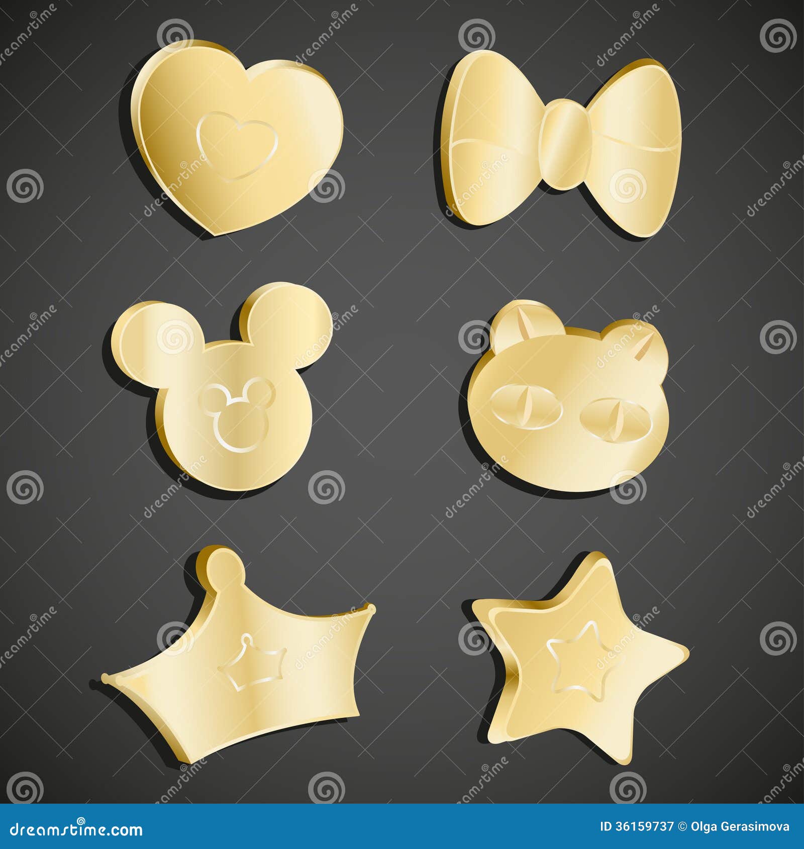 Gold icon set stock vector. Illustration of shiny, crown - 36159737