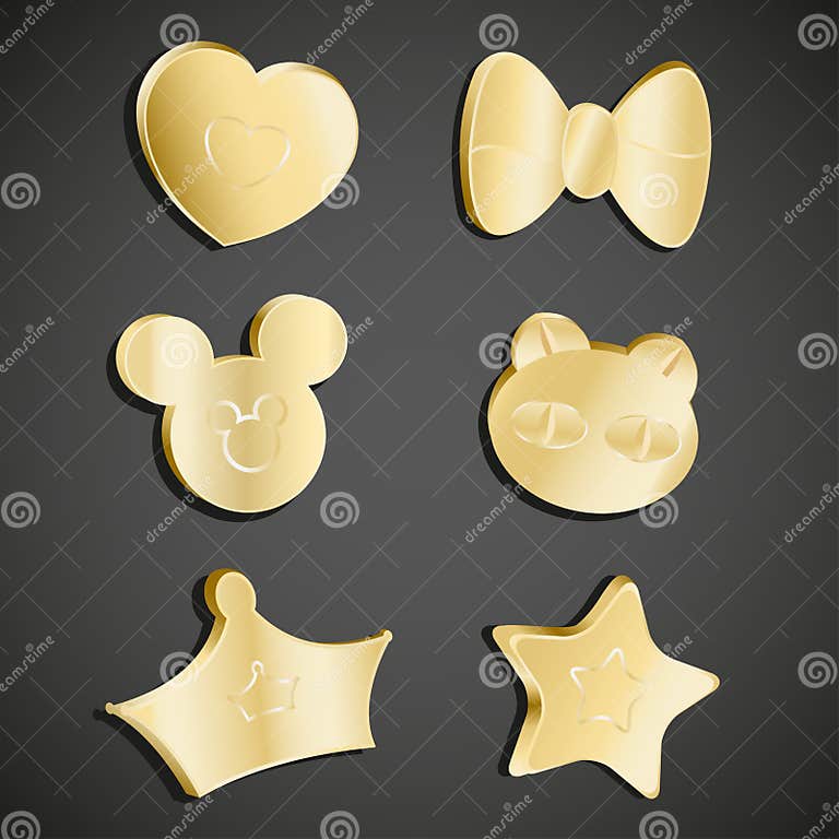 Gold icon set stock vector. Illustration of shiny, crown - 36159737