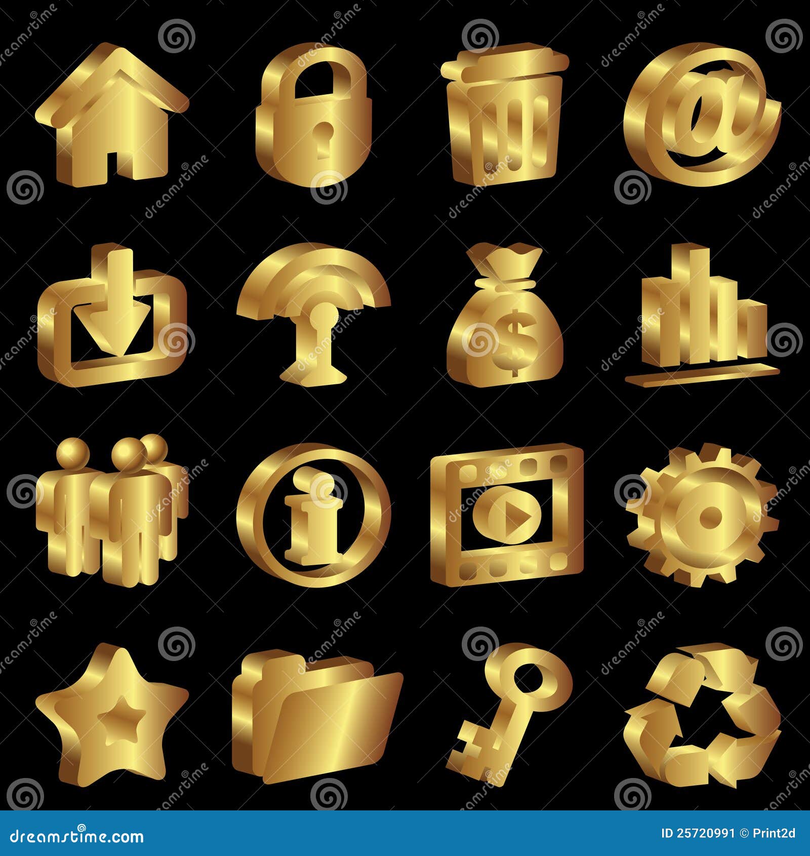 Gold icons stock vector. Illustration of technologies - 25720991