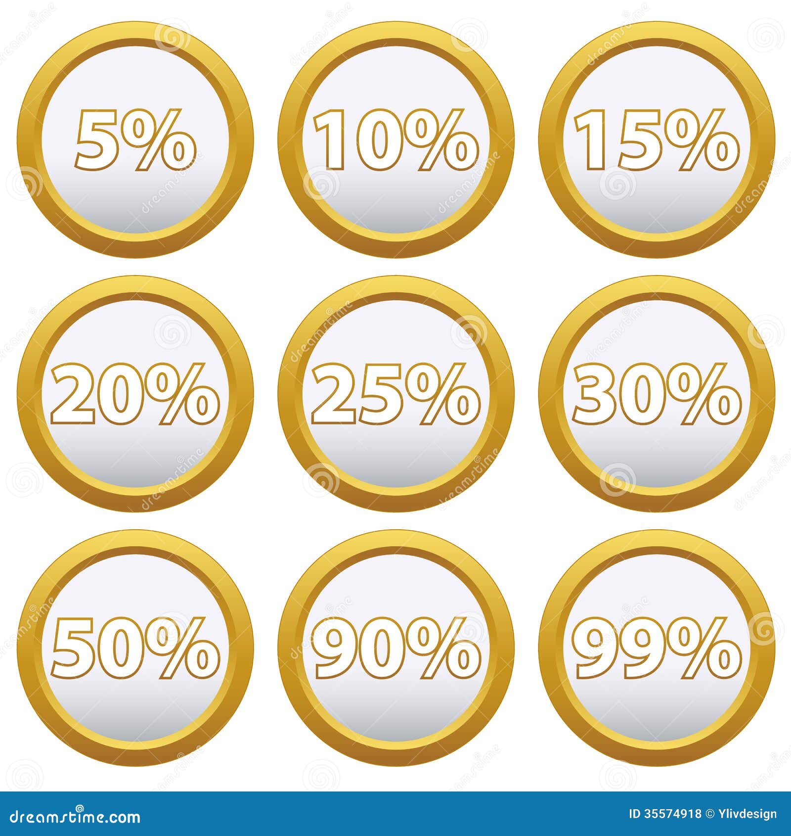 Gold Icons with percent stock vector. Illustration of mathematical ...