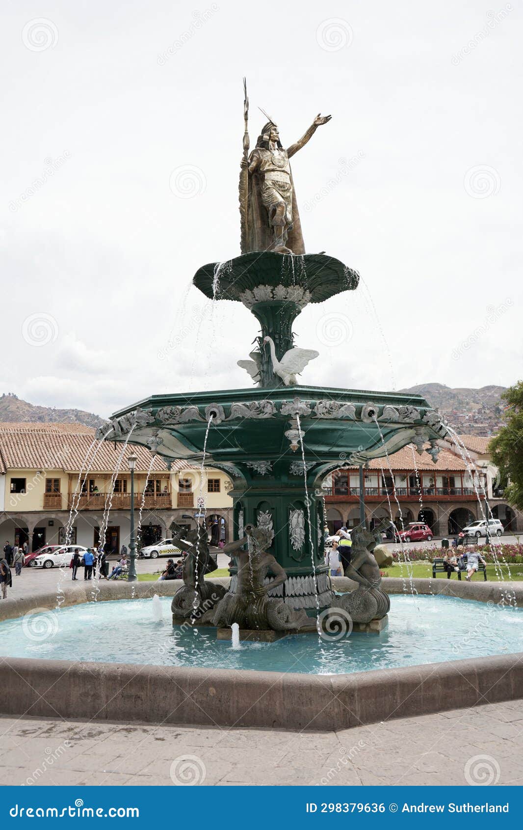 Cusco, Peru, October 7, 2023. the Gold Inca Statue in Plaza De Armas ...