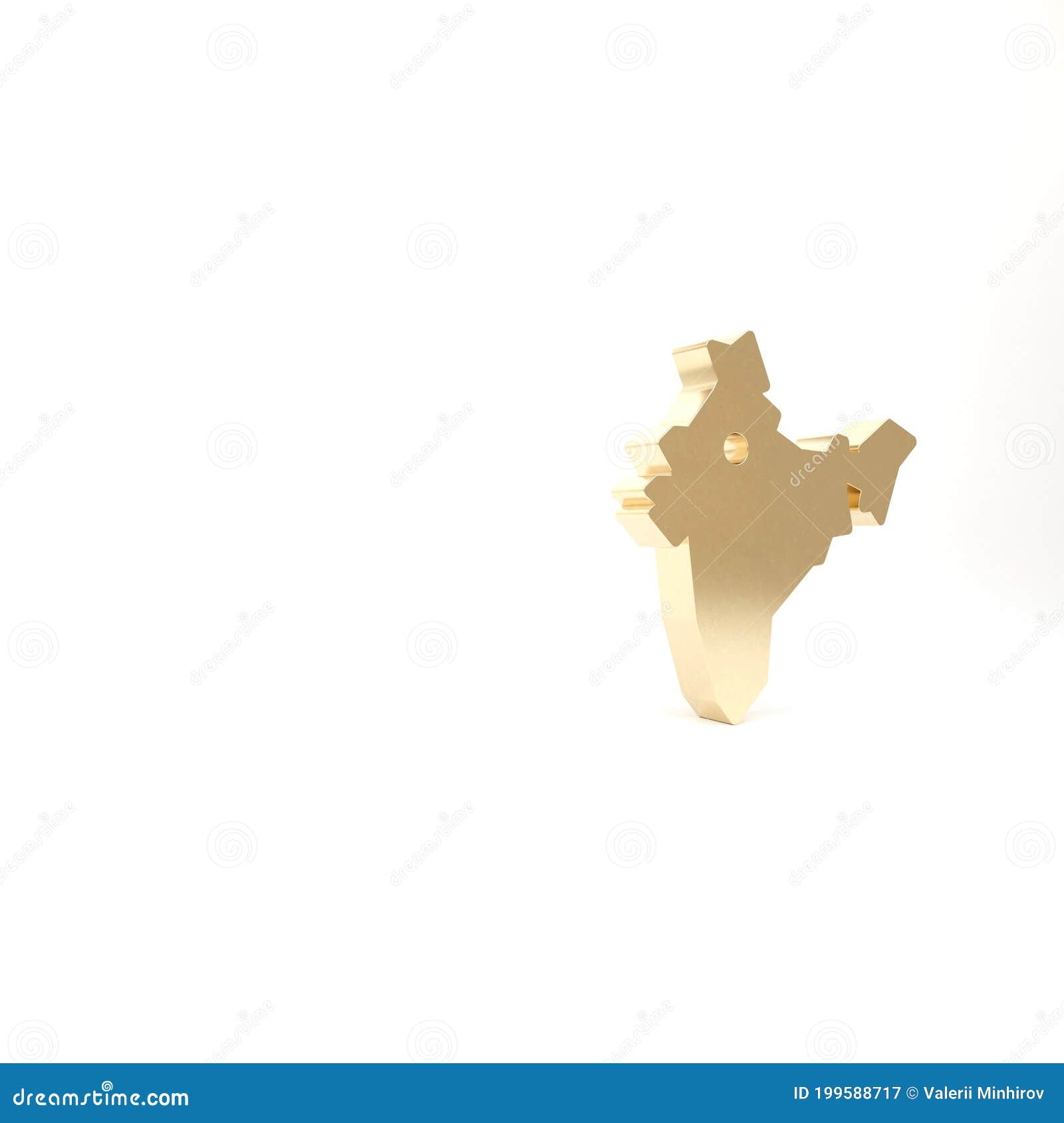 Gold India Map Icon Isolated on White Background. 3d Illustration 3D ...
