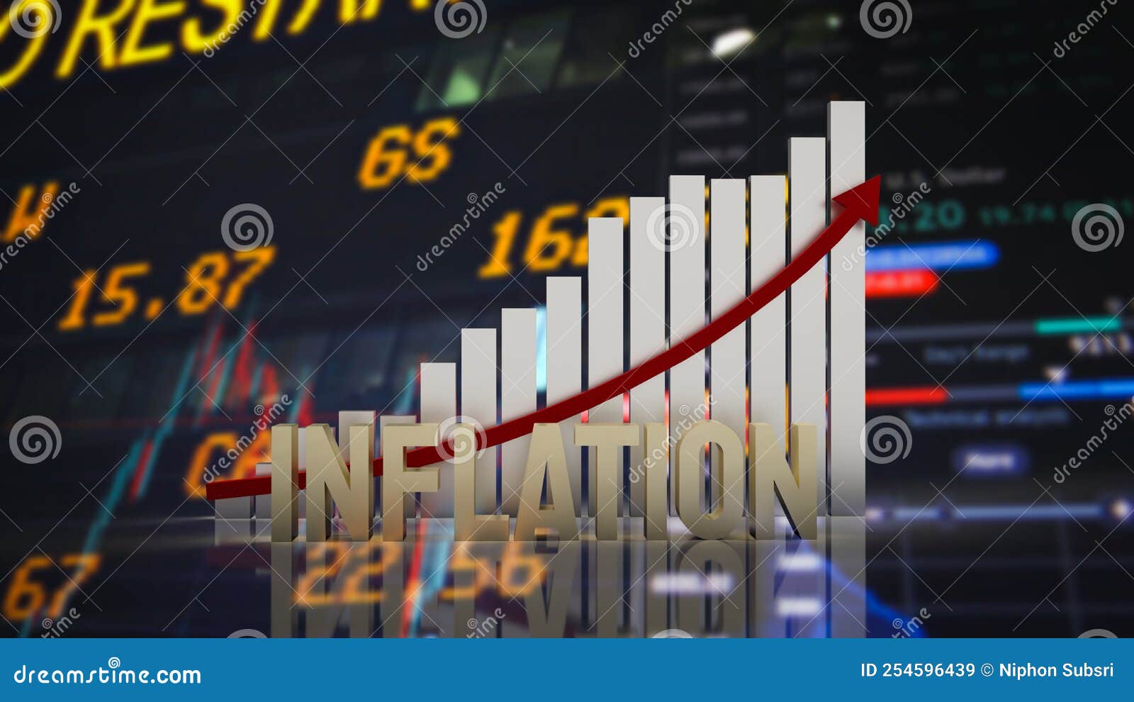 The Gold Inflation and Chart for Business Concept 3d Rendering Stock ...