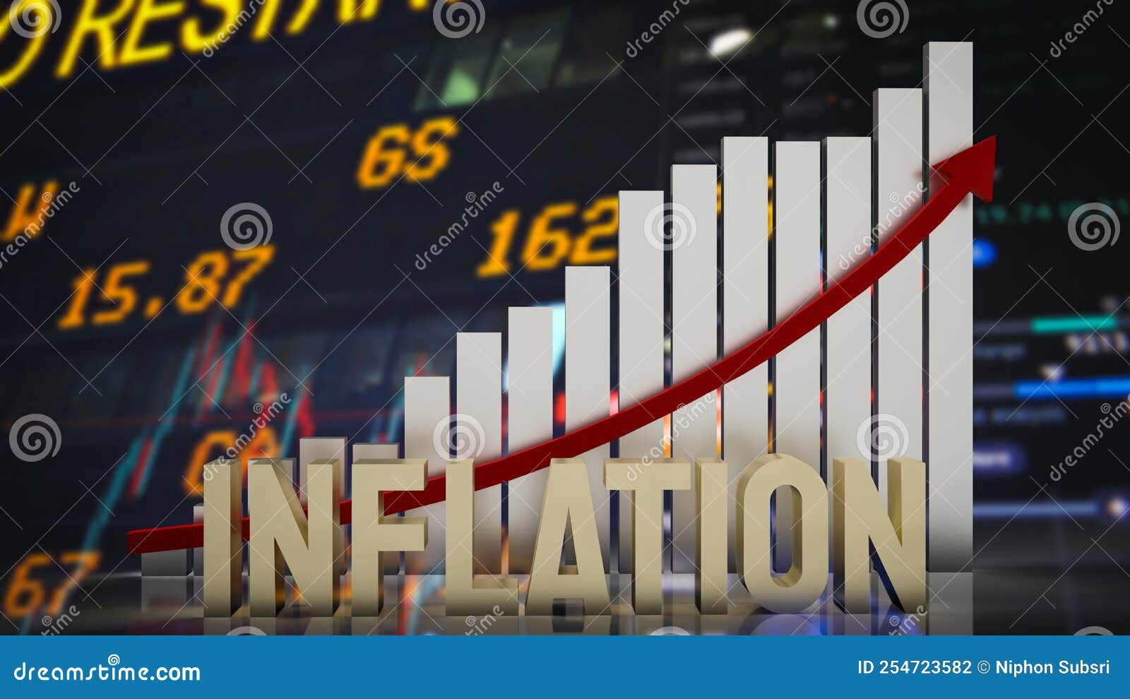 The Gold Inflation and Chart for Business Concept 3d Rendering Stock ...