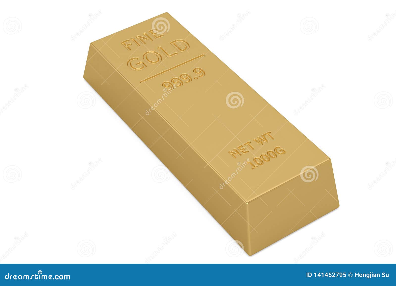 Gold Ingot Isolated On White Background. 3D Illustration Stock ...