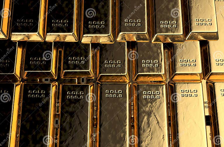 Gold Ingot Pile stock illustration. Illustration of pure - 183259214