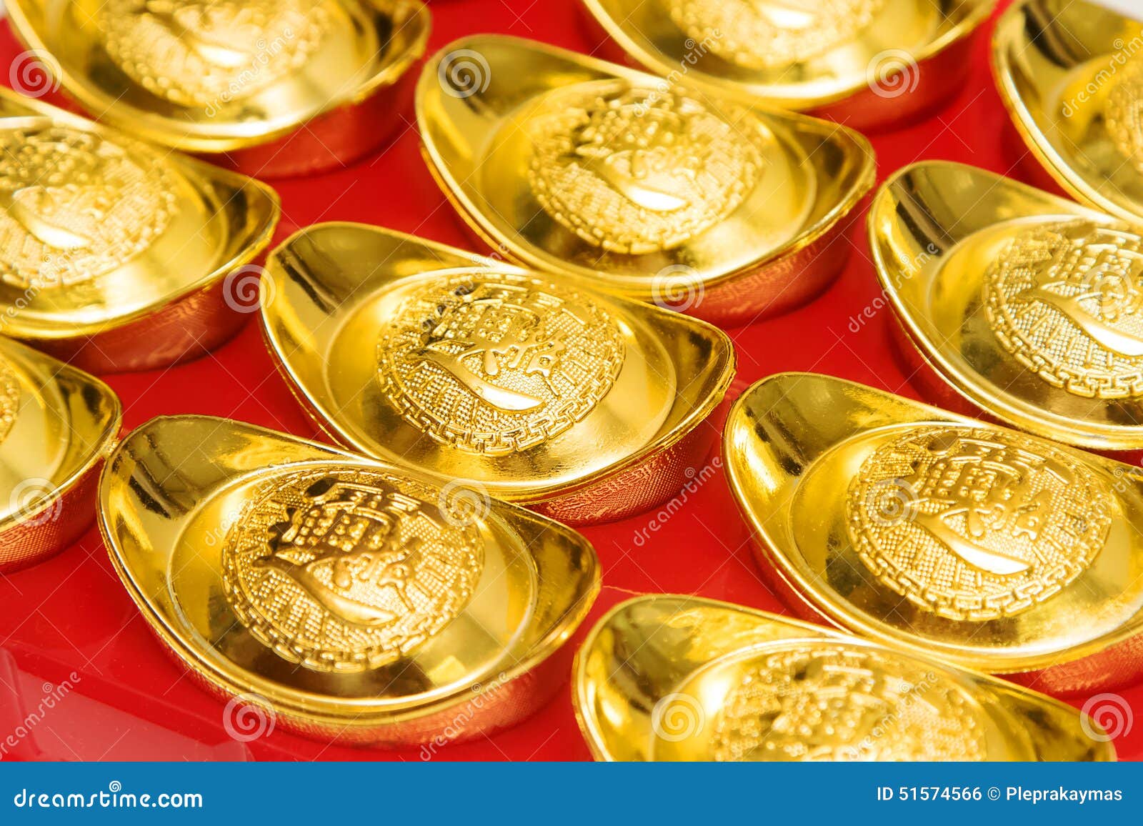 Gold Ingots and Blessing Word. Stock Photo - Image of wealth, year ...
