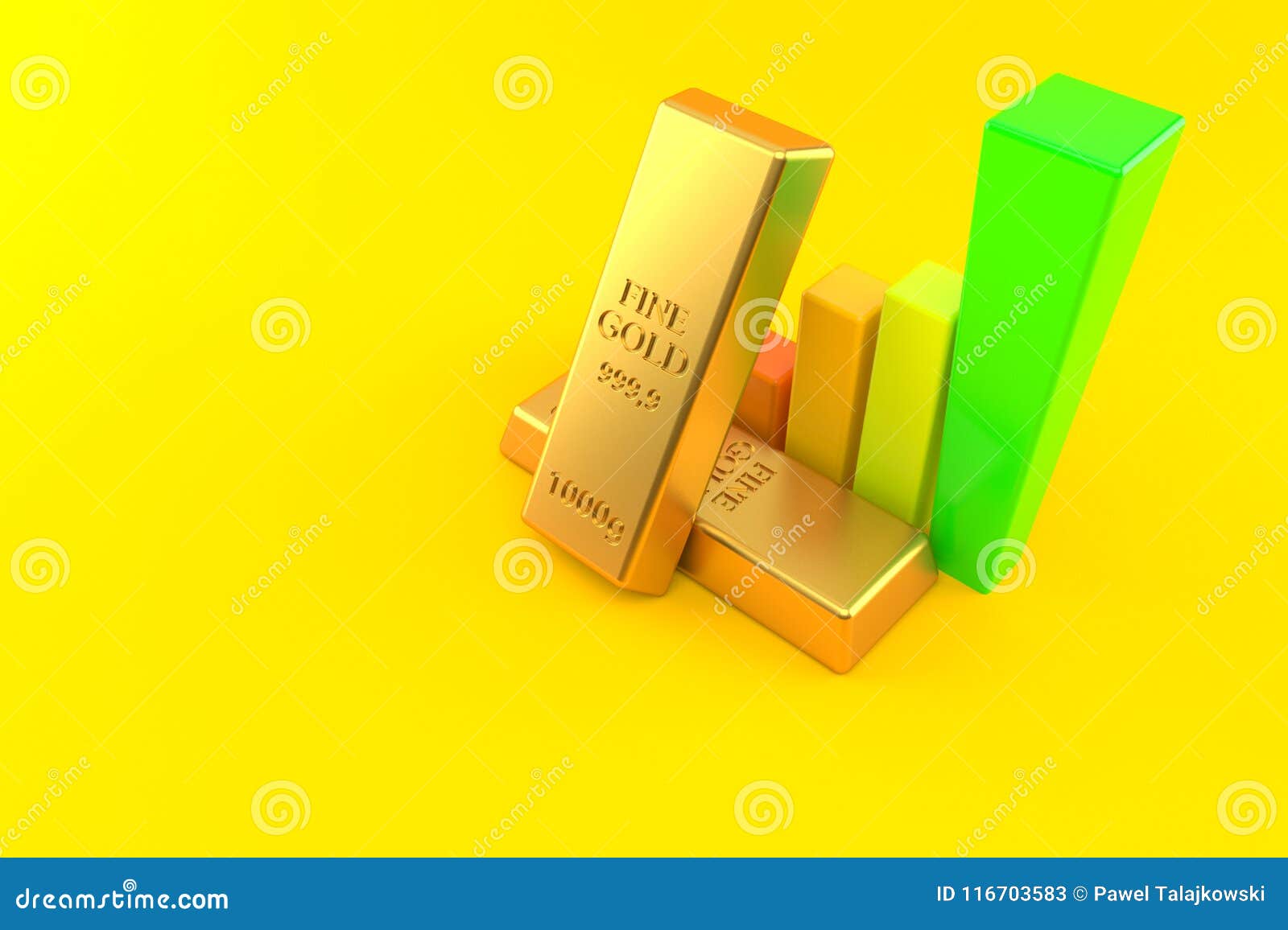 Gold ingots with chart stock illustration. Illustration of grow - 116703583