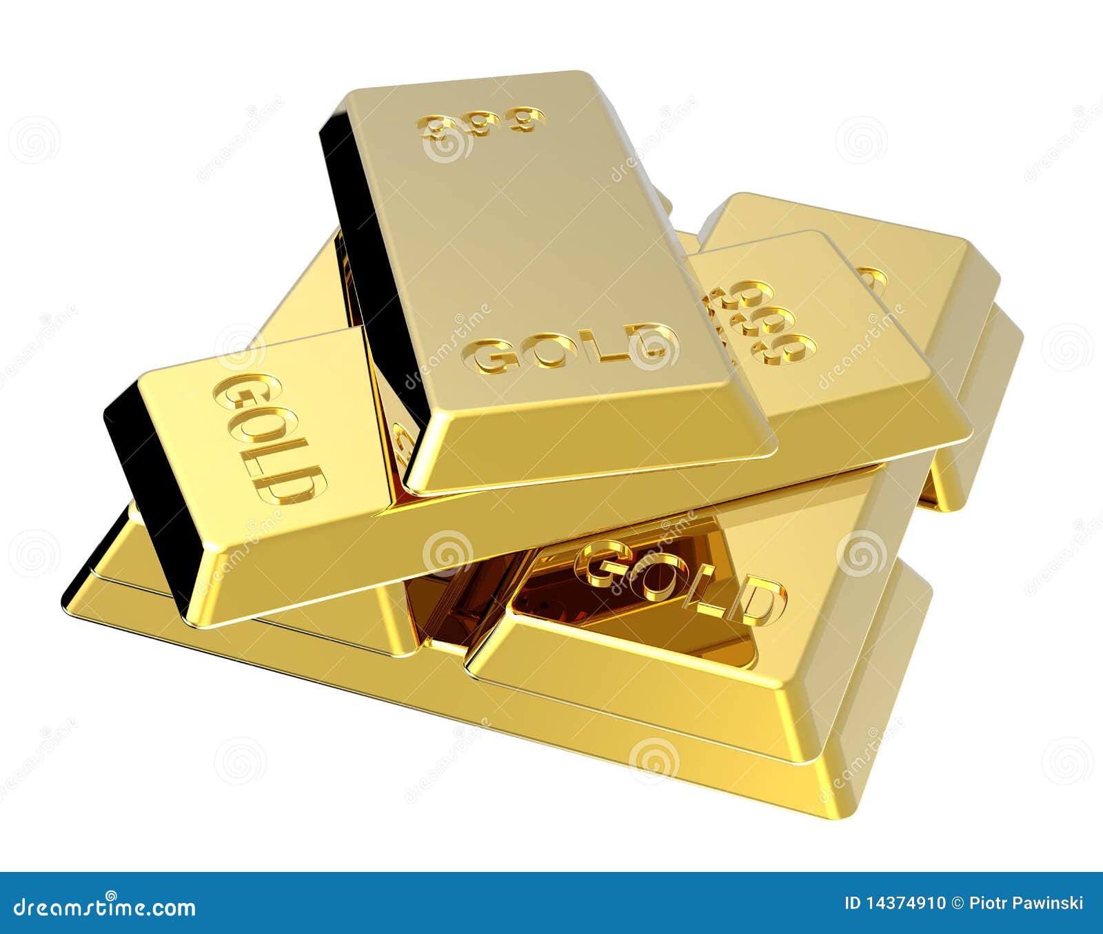 Gold Ingots Isolated on White Stock Illustration - Illustration of ...
