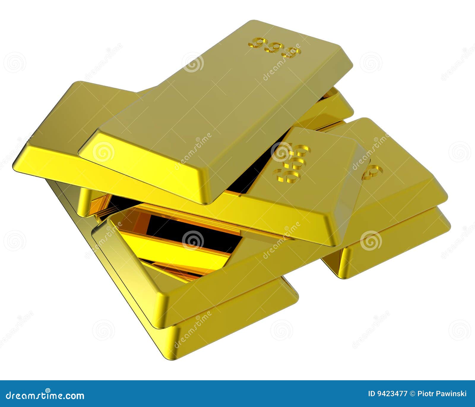 Gold Ingots Isolated on White. Stock Illustration - Illustration of ...