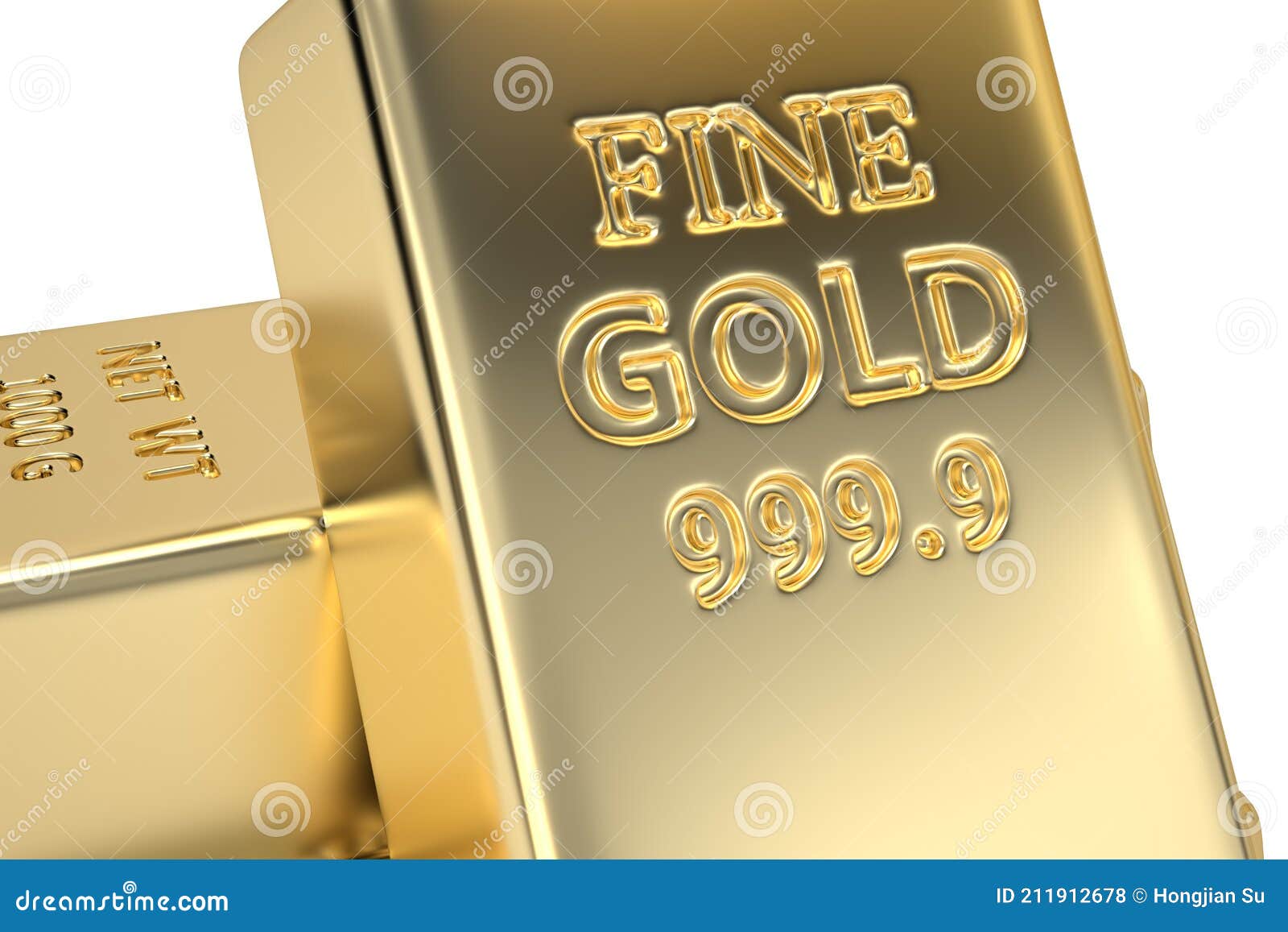 Gold Ingots Isolated on White Background. 3D Illustration Stock ...