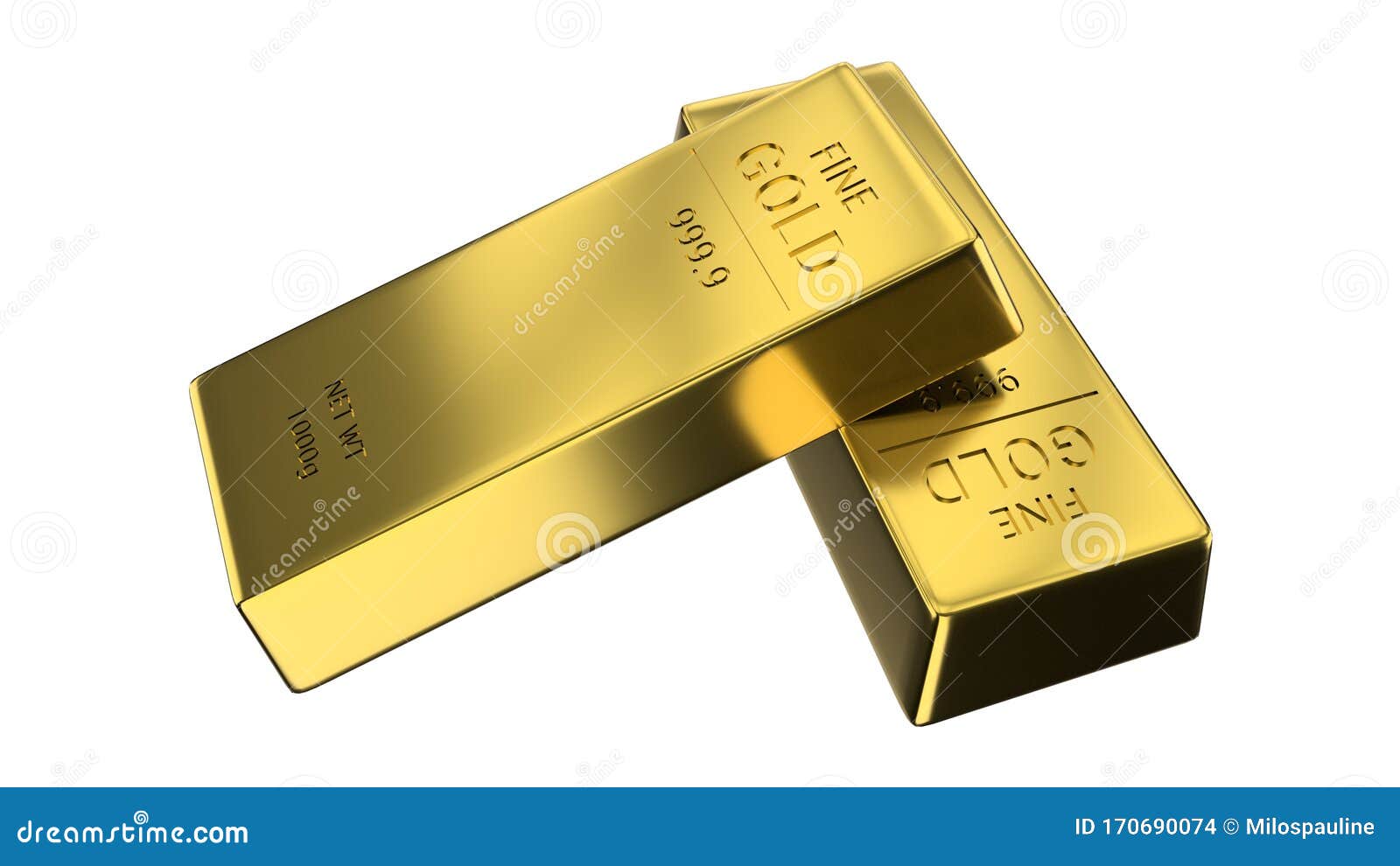 Gold Ingots Isolated on White Background. 3D-rendering Stock ...