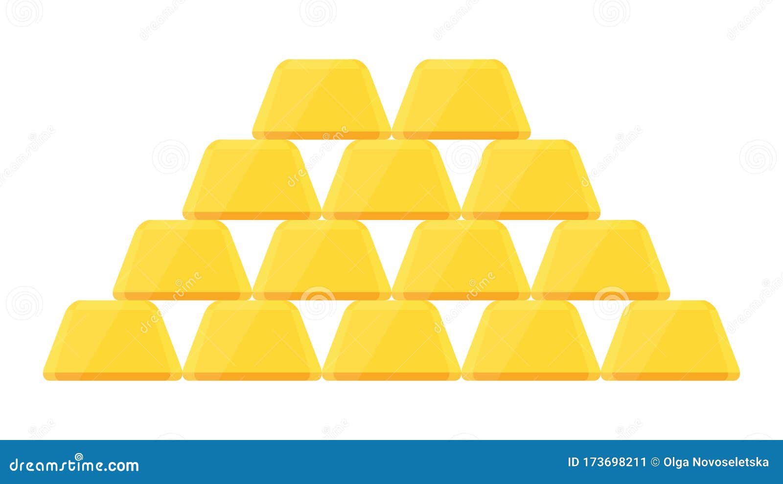 Gold Ingots Isolated on White Background. Stock Vector - Illustration ...