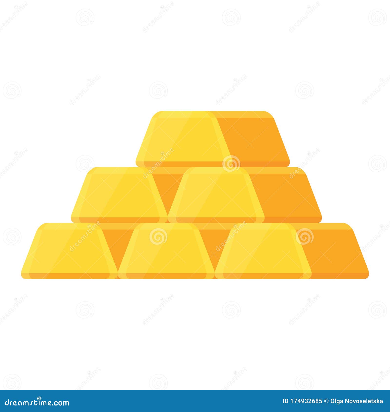 Gold Ingots Isolated on White Background. Stock Vector - Illustration ...
