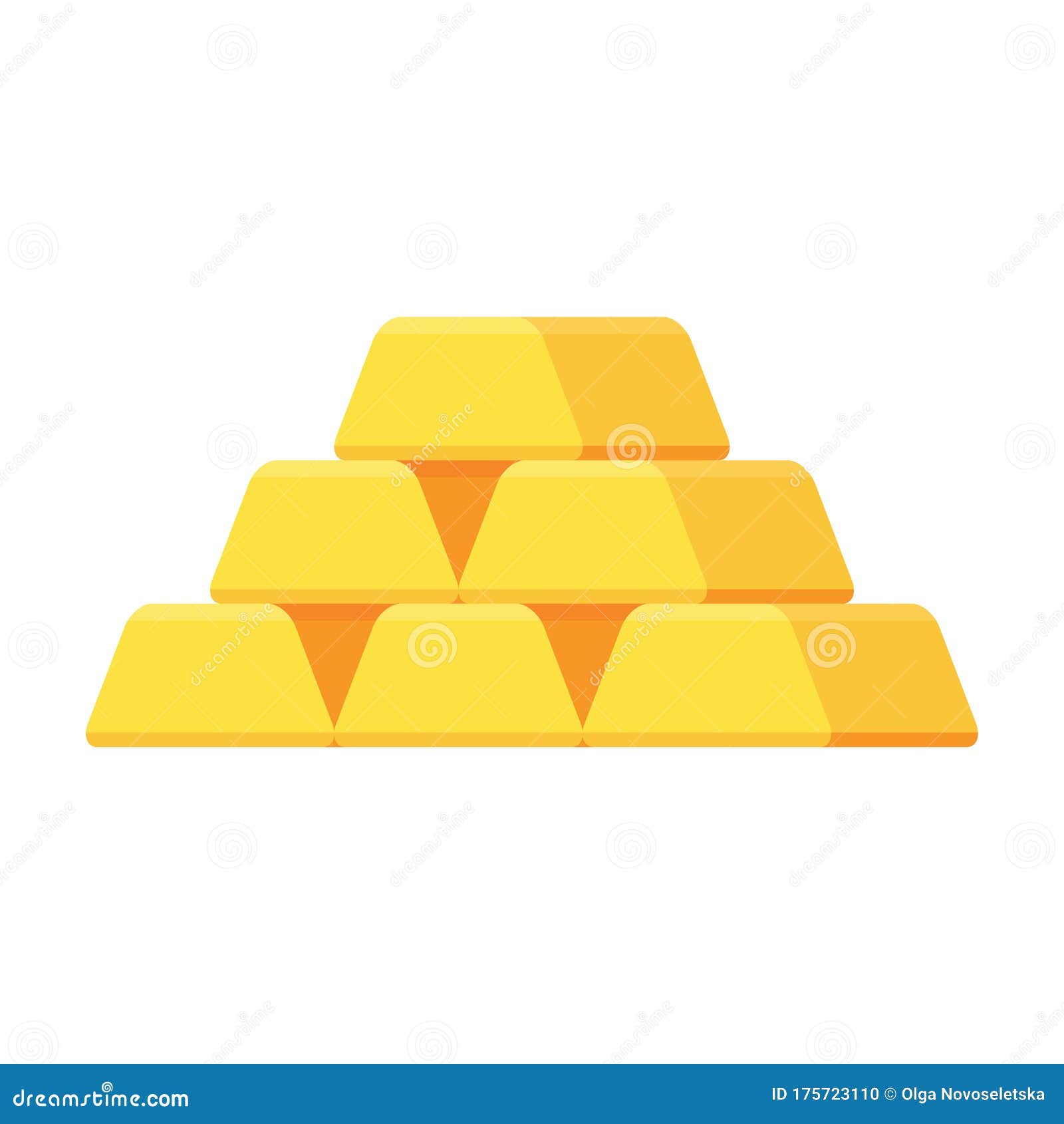 Gold Ingots Isolated on White Background. Stock Vector - Illustration ...