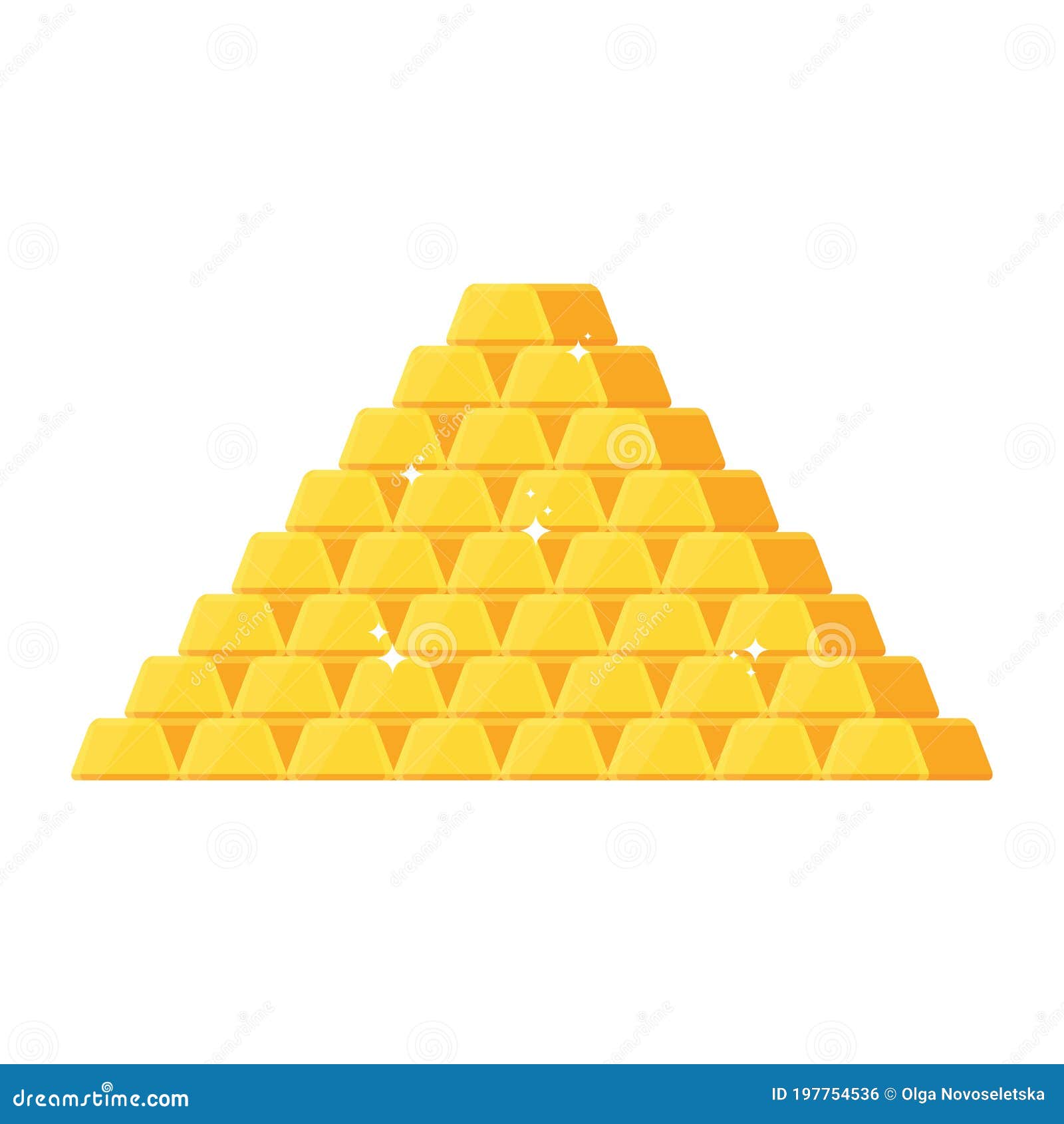 Gold Ingots Isolated on White Background. Stock Vector - Illustration ...