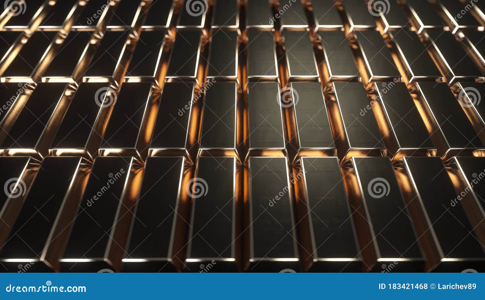 Gold Ingots, Loop Animated Background. 3D Rendering Stock Footage ...