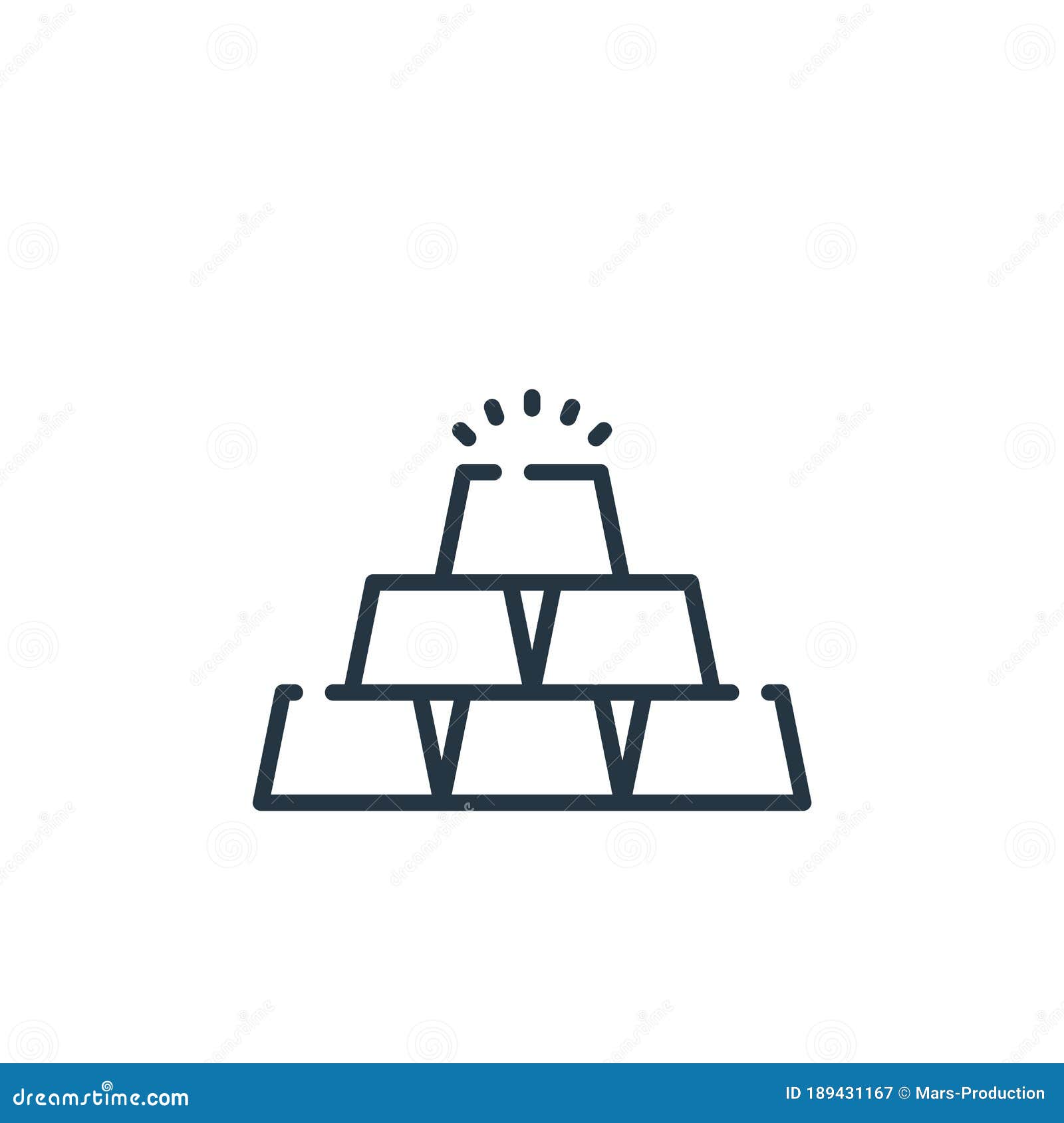 Gold Ingots Vector Icon Isolated on White Background. Outline, Thin ...