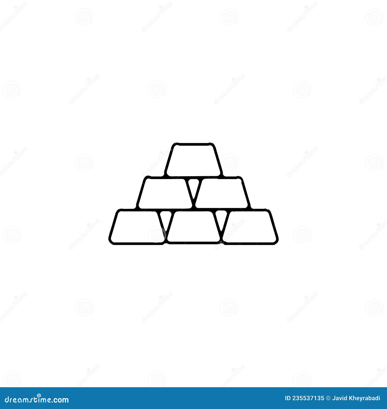 Gold Ingots Thin Line Icon. Gold Ingot Hand Drawn Thin Line Icon Stock ...