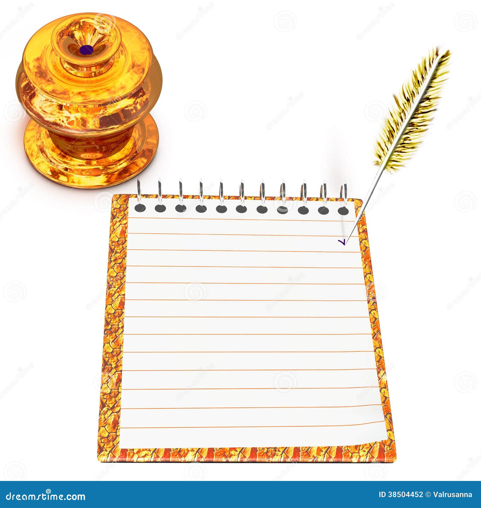 Gold inkwell and notebook stock illustration. Illustration of ...