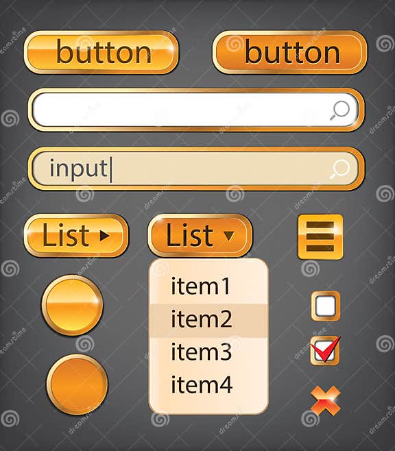 Gold interface stock vector. Illustration of metal, frame - 35448891