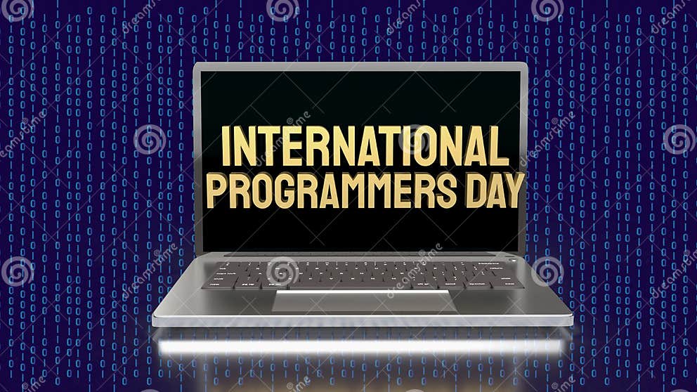 The Gold International Programmers Day on Notebook for Holiday or Technology Concept 3d ...