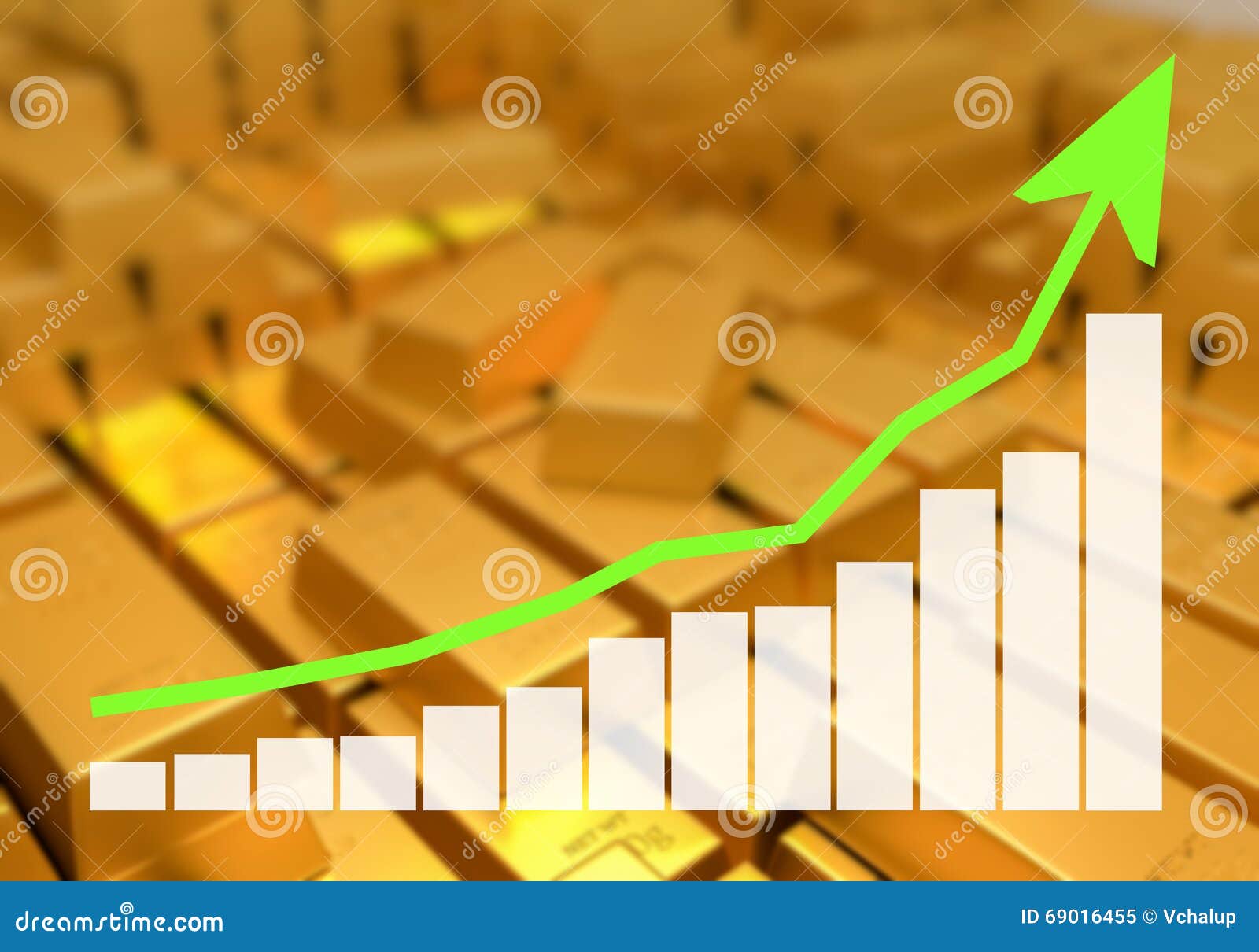 Gold Investment Concept. Illustration of Growing Bar Chart Stock ...
