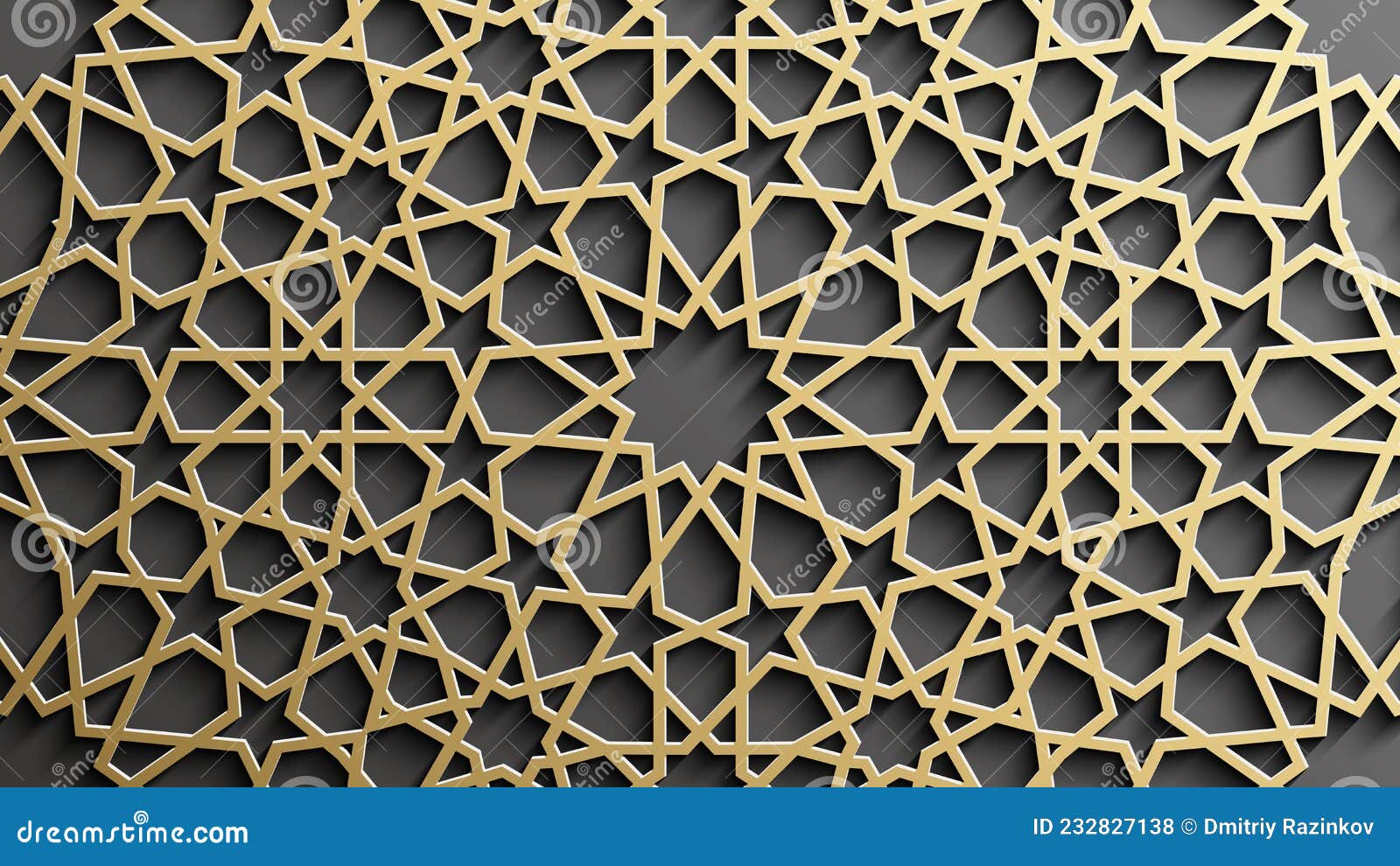 Gold Islamic Pattern on Black Background. Islamic Ornament Vector ...