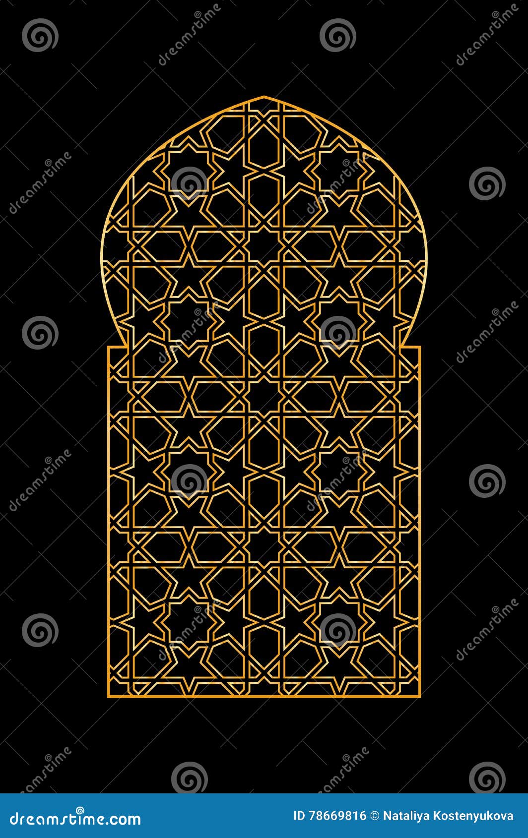 Gold Islamic Pattern On Black Background. Islamic Ornament Vector ...