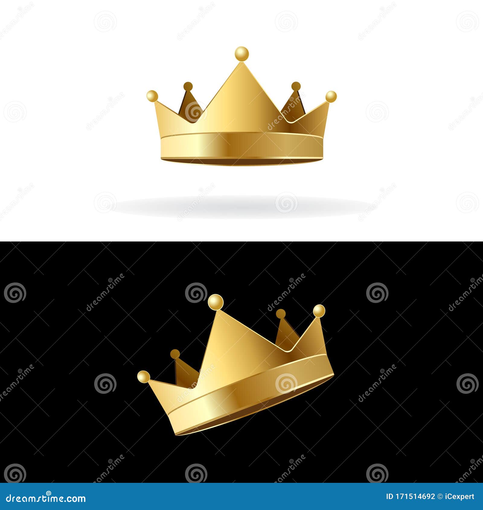 Gold isolated crown design stock vector. Illustration of abstract ...