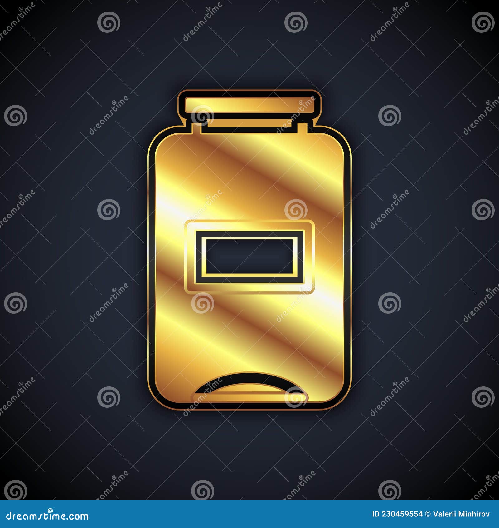Gold Jam Jar Icon Isolated on Black Background. Vector Stock Vector ...