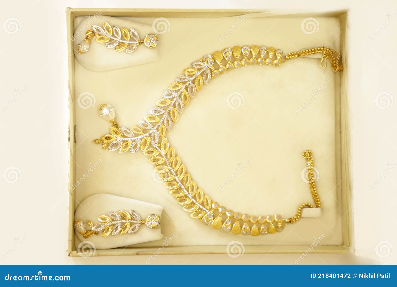 Gold jewelry in box stock photo. Image of design, jewels - 218401472