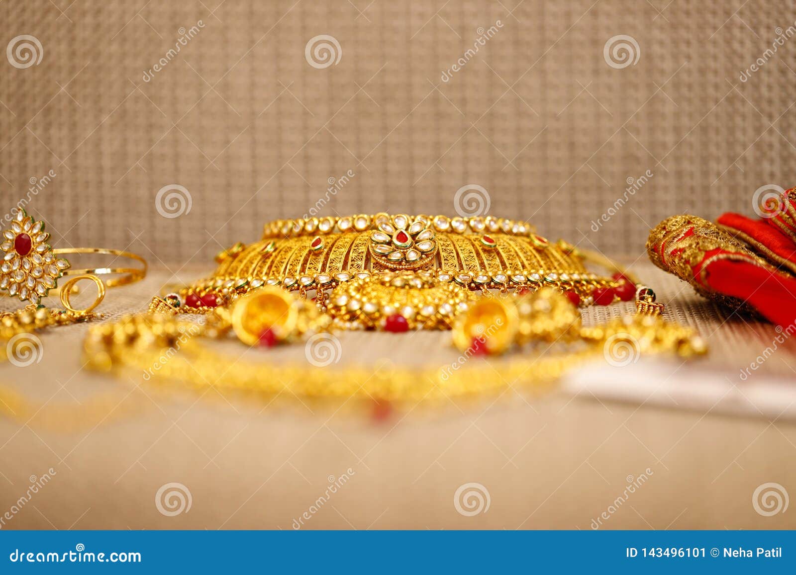 Gold Jewelry in Box , Necklace Stock Image - Image of jewel, indian ...