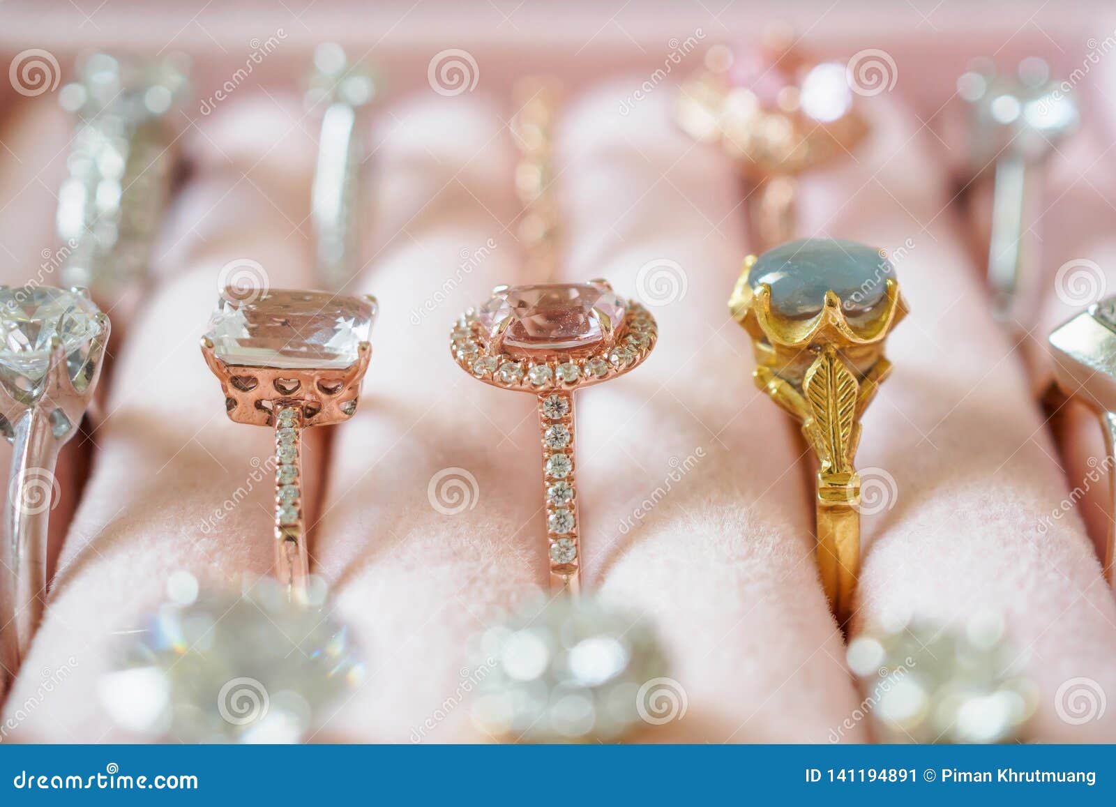 Gold Jewelry Diamond Rings in Box Stock Image - Image of glamour, love ...