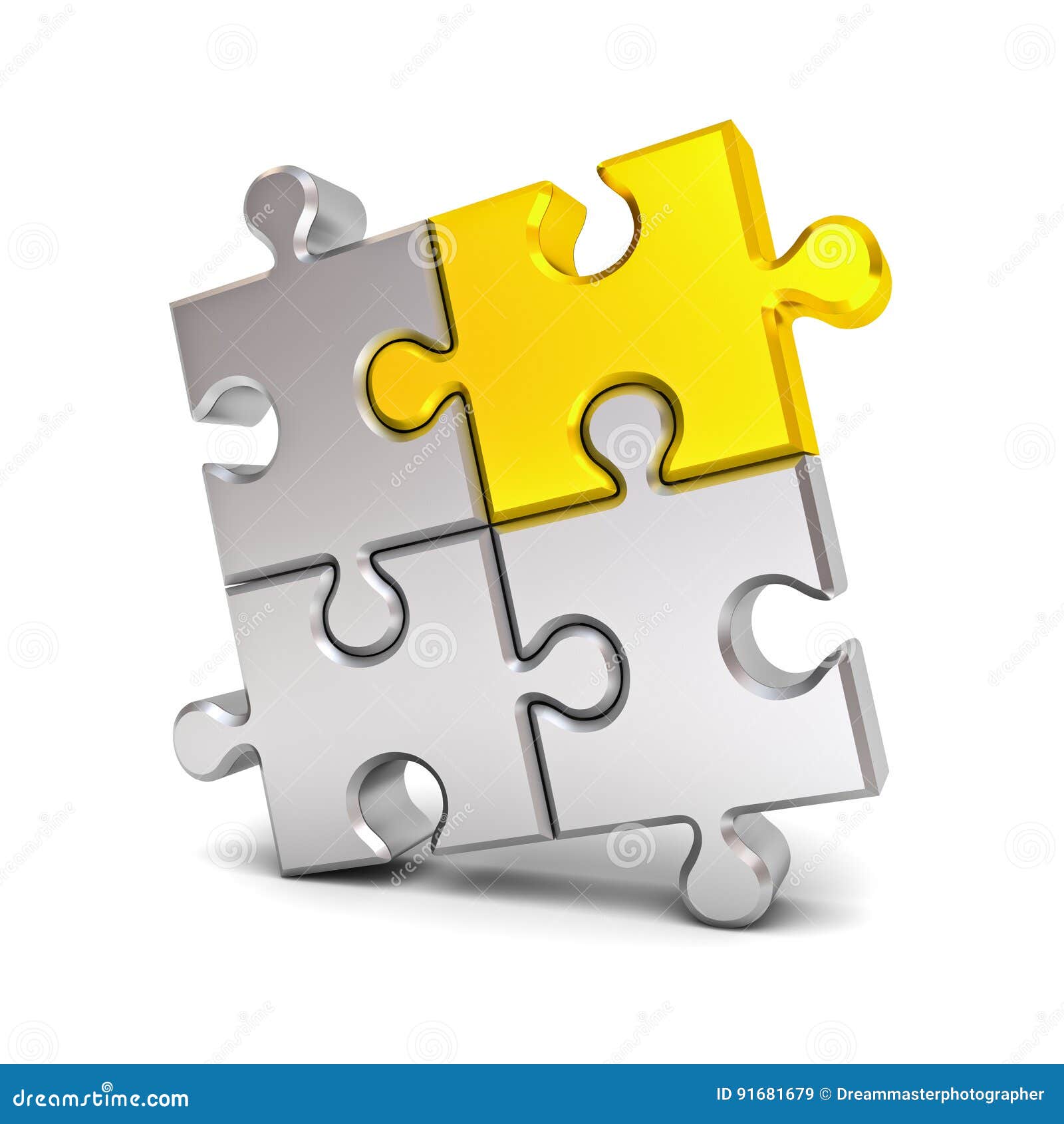 Gold Jigsaw Puzzle Piece Stand Out from the Crowd Different Idea ...